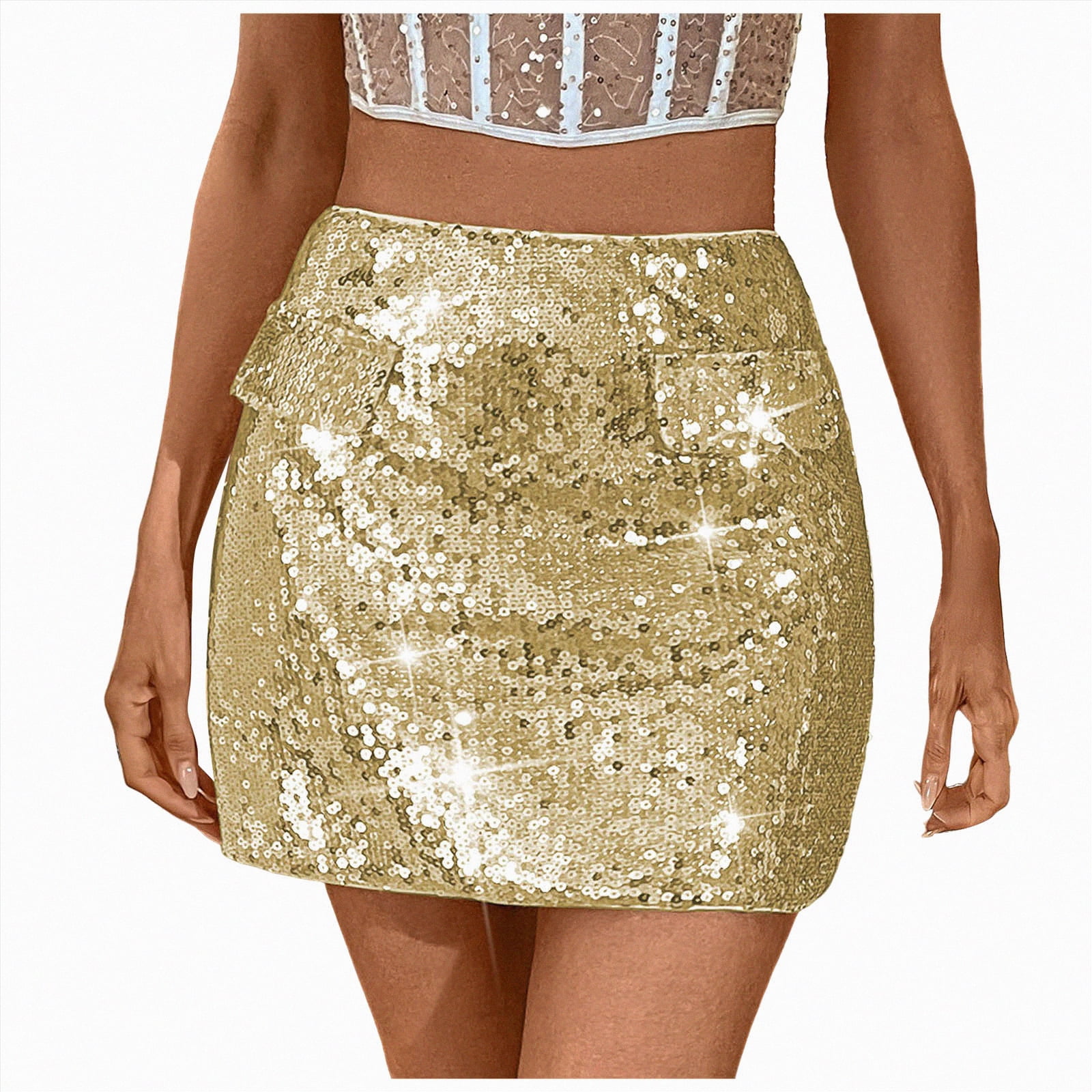 Hessimy Sparkly Sequin Fringe Skirt for Women Carnival Party Costume ...