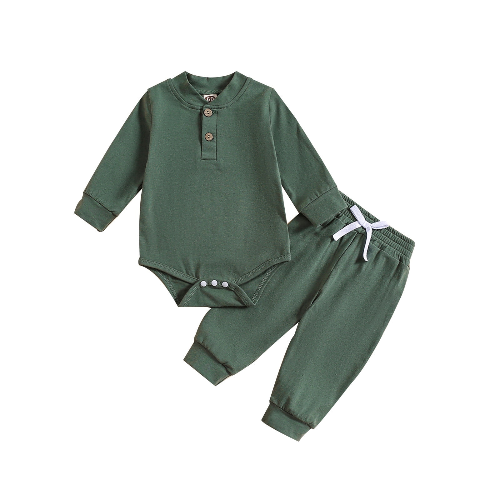 Hessimy Toddler Baby Boy Girl Fall Winter Outfits Solid Color Crewneck Pullover Sweatshirt and ...