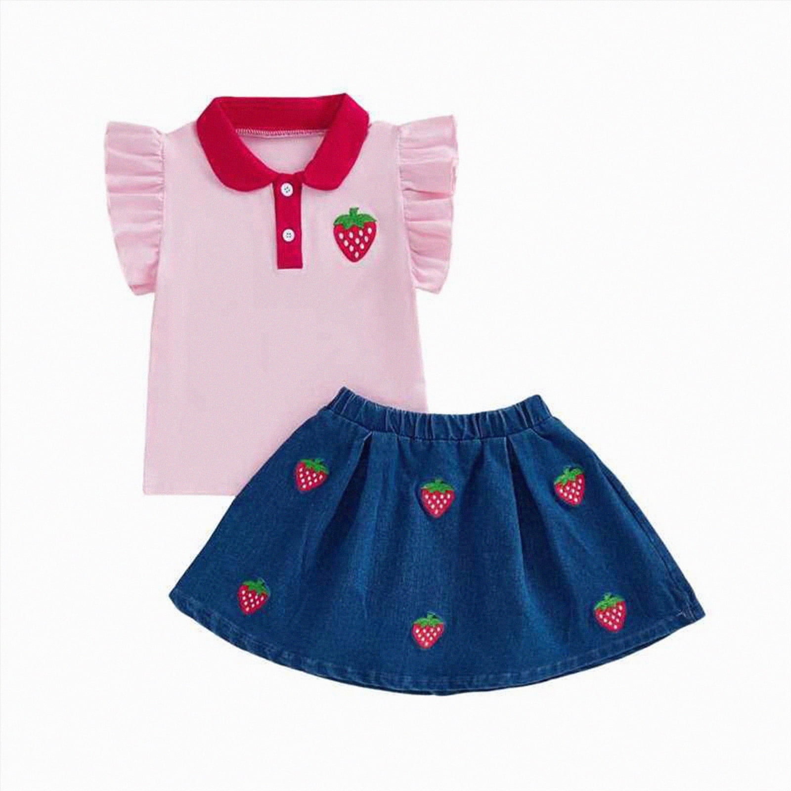 Hessimy Toddler Baby Girl Outfits Summer Cute Cartoon Short Sleeve Tee ...