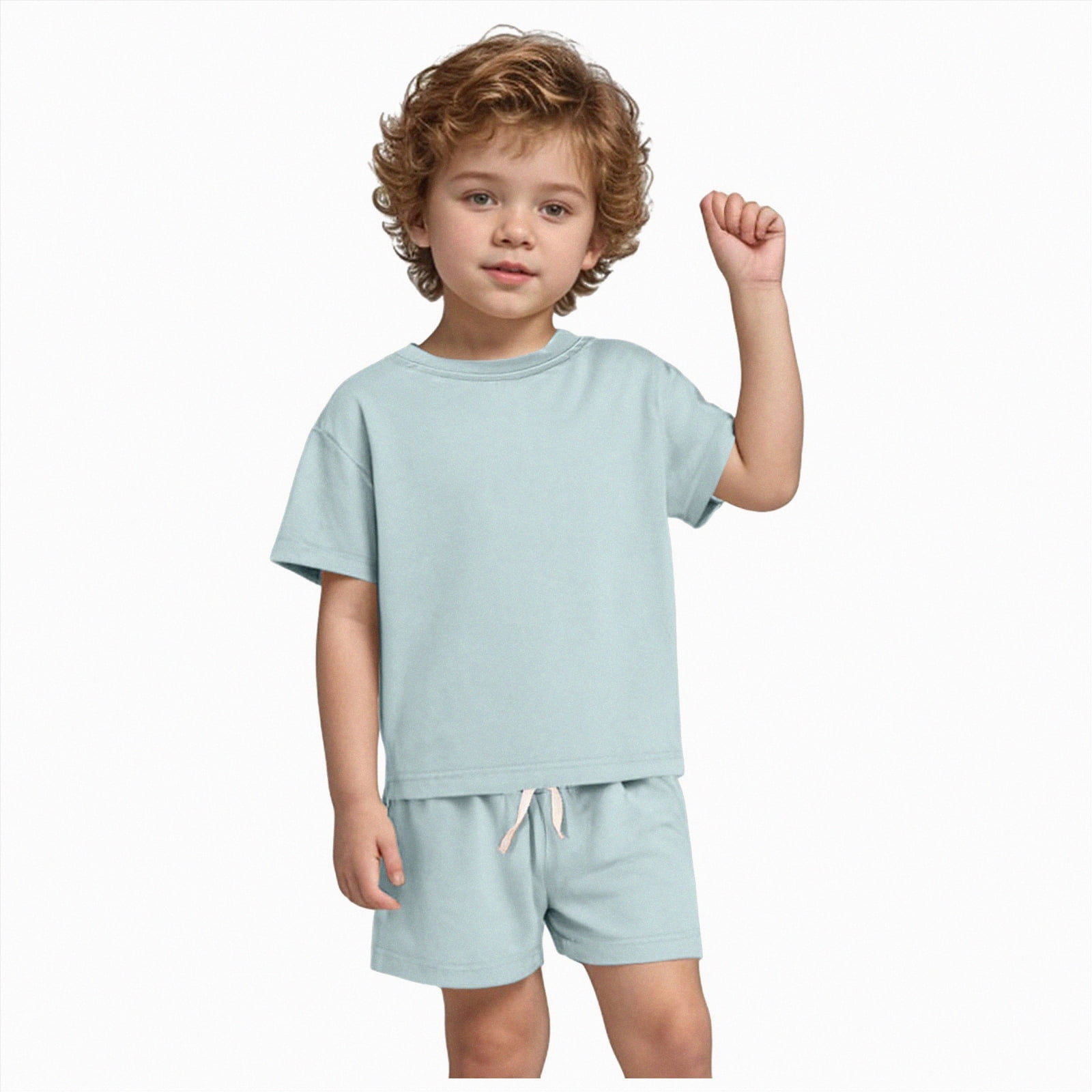 Hessimy Toddler Boy Clothes Set Summer Short-Sleeve Shirt & Elastic ...