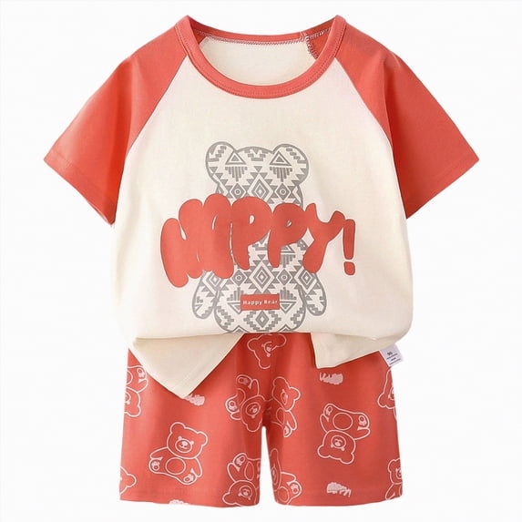 Hessimy Toddler Boy Summer Outfits Cute Sporty Cartoon T-Shirt Short ...
