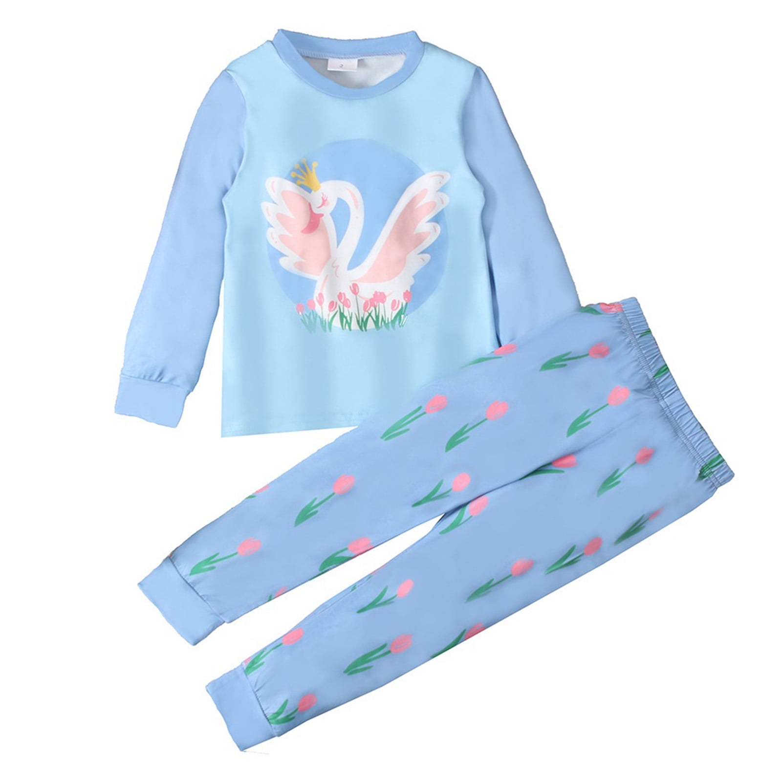 Hessimy Toddler Boys Girls Spring Summer Cute Cartoon Print 2Pcs Long ...