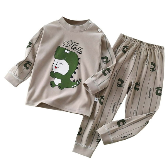 Hessimy Toddler Boys Girls Spring Summer Cute Cartoon Print 2Pcs Long ...