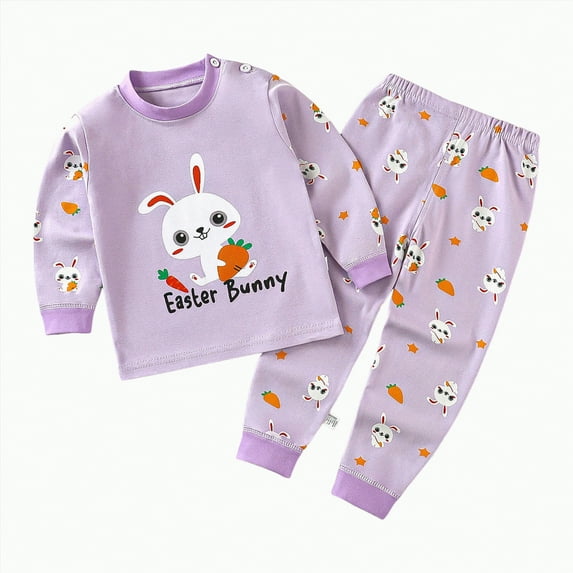 Hessimy Toddler Boys Girls Spring Summer Funny Cartoon Print 2Pcs Warm ...