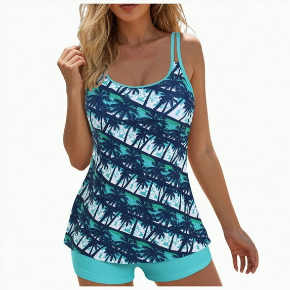 Hessimy Two Piece Women's Tankini Swimsuits Blouson Swim Tank Top with ...
