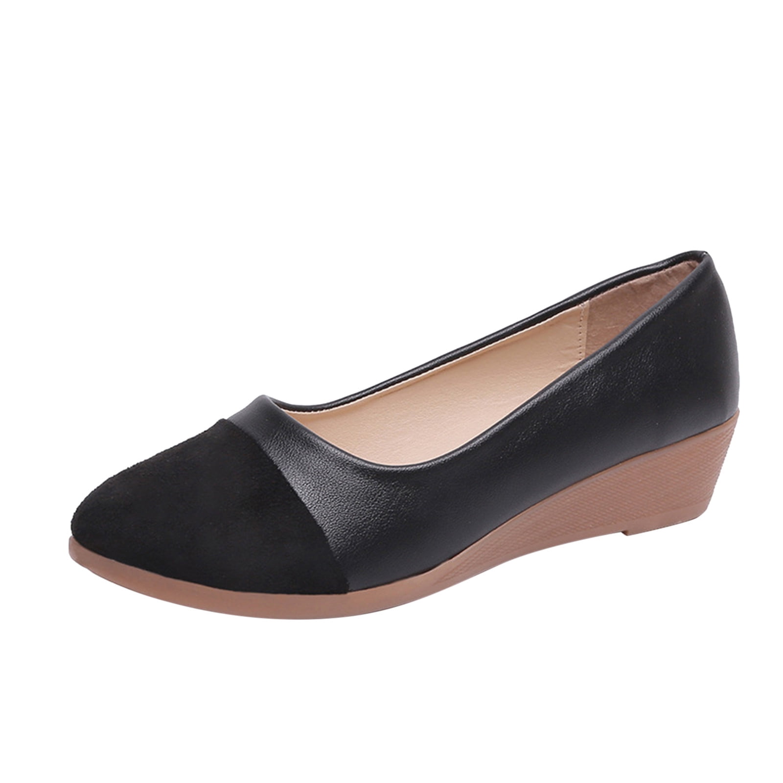 Hessimy Wedge heels for Women Round Toe Comfortable Dressy Low Heel ...