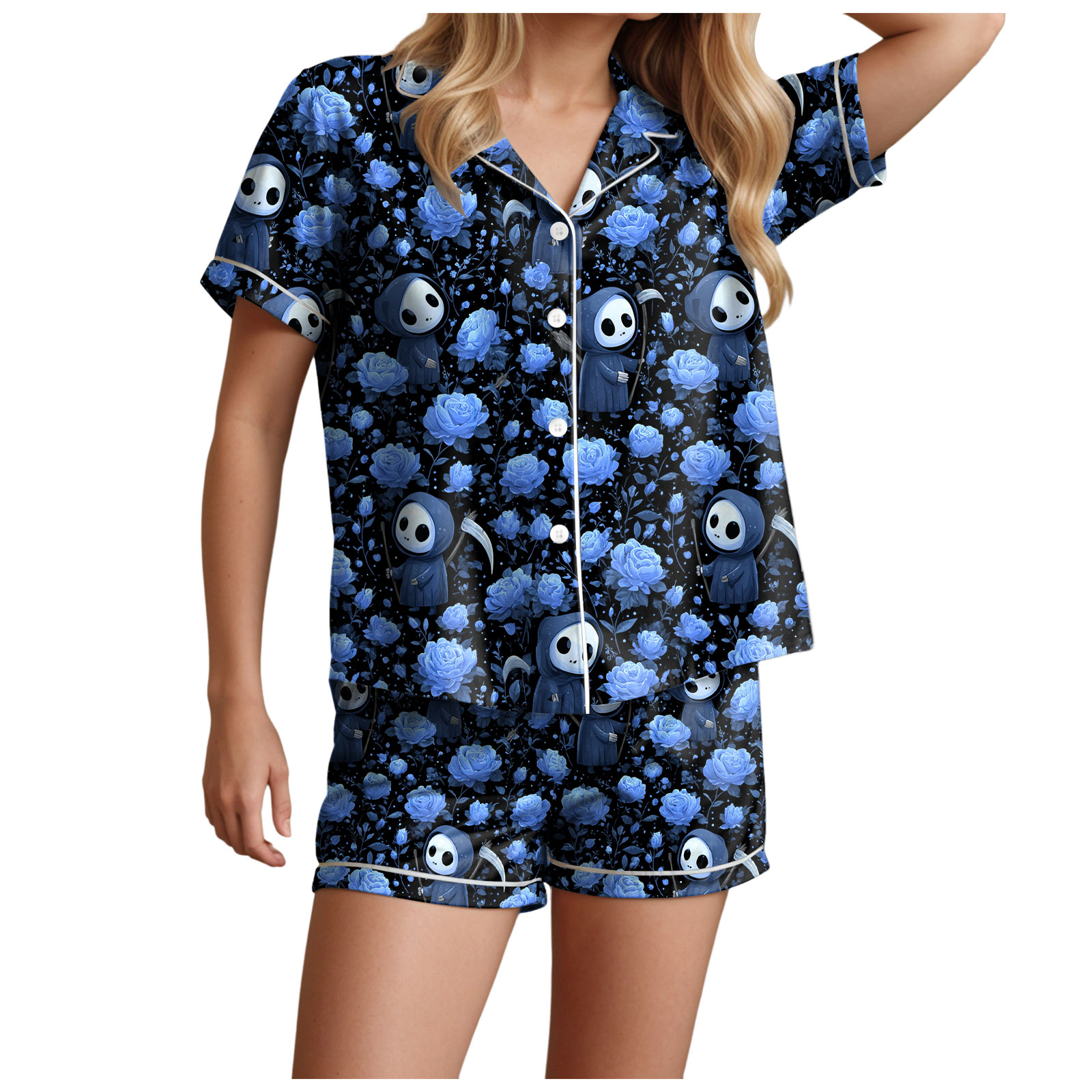 Hessimy Women Cute Pajamas Short Sleeve Tops and Shorts Pajamas Set ...