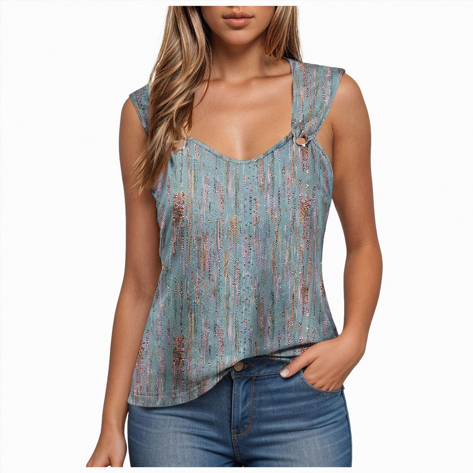 Hessimy Women High Neck Sleeveless Breathable Tank Top for Summer ...