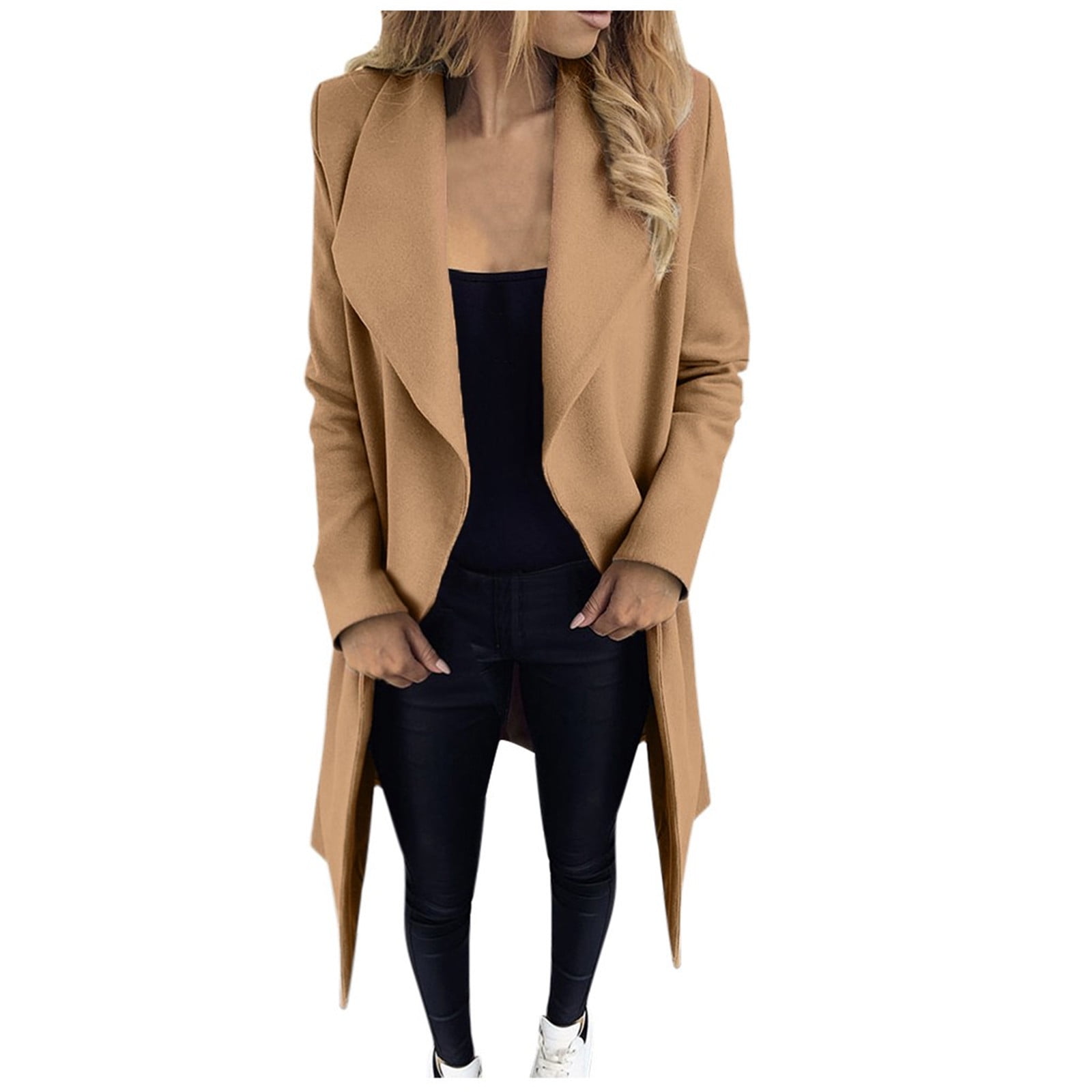 Hessimy Women Long Sleeve Hairy Open Front Short Cardigan Suit Jacket Solid Long Coat - Walmart.com