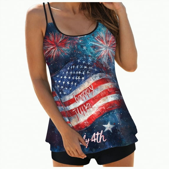 Hessimy Women Tankini Swimsuits with Shorts - Two Piece Tummy Control ...