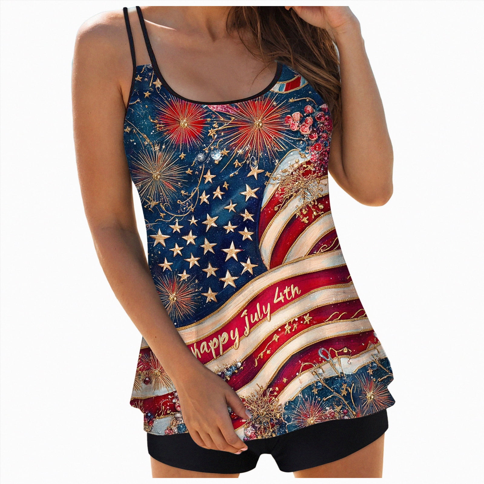 Hessimy Women Tankini Swimsuits with Shorts - Two Piece Tummy Control ...