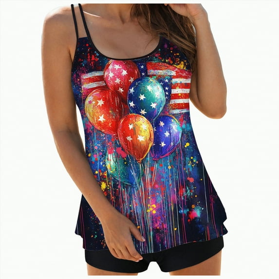 Hessimy Women Tankini Swimsuits with Shorts - Two Piece Tummy Control ...