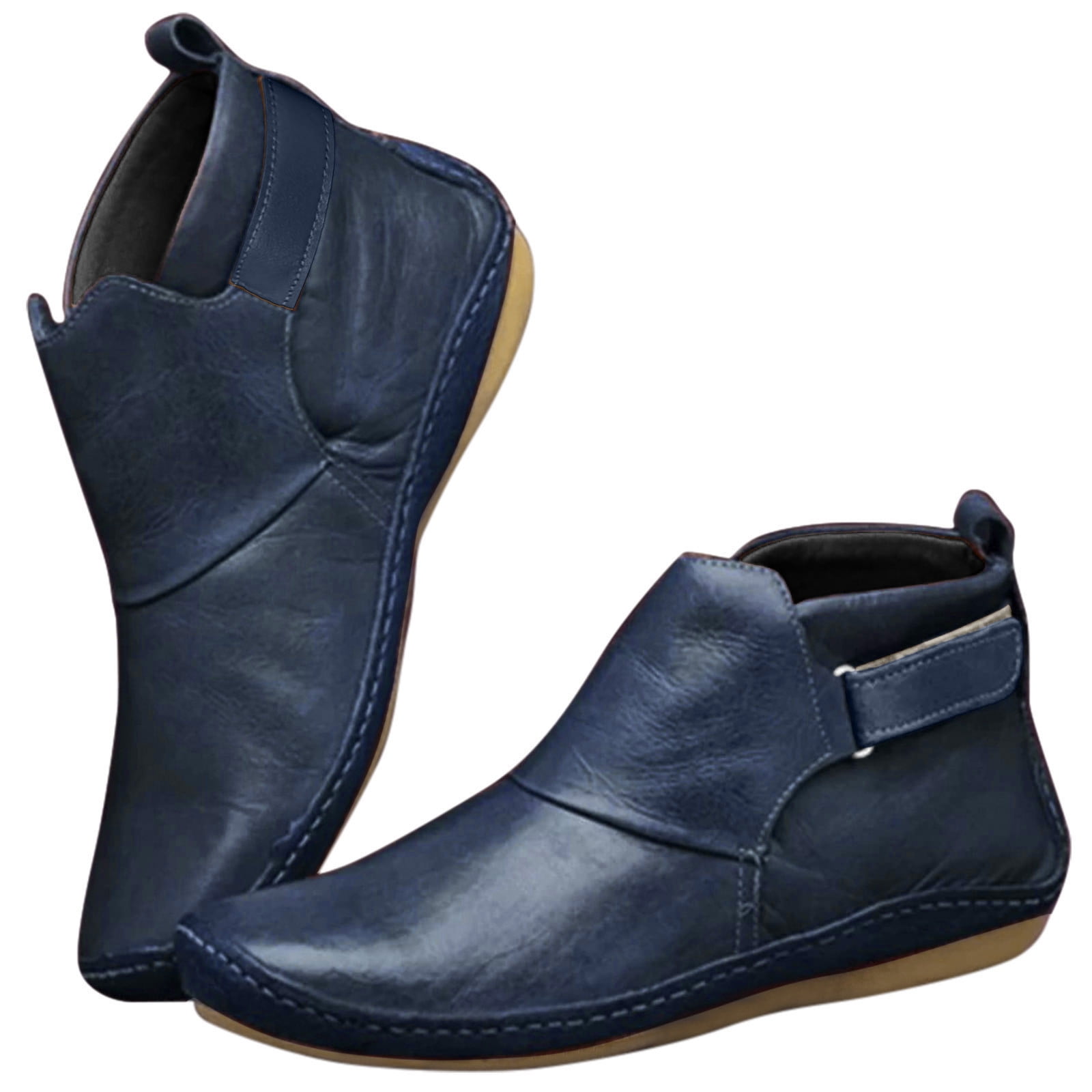 Hessimy Women's Arch Support Boots Comfy Lace Up Flat Heel Ankle ...