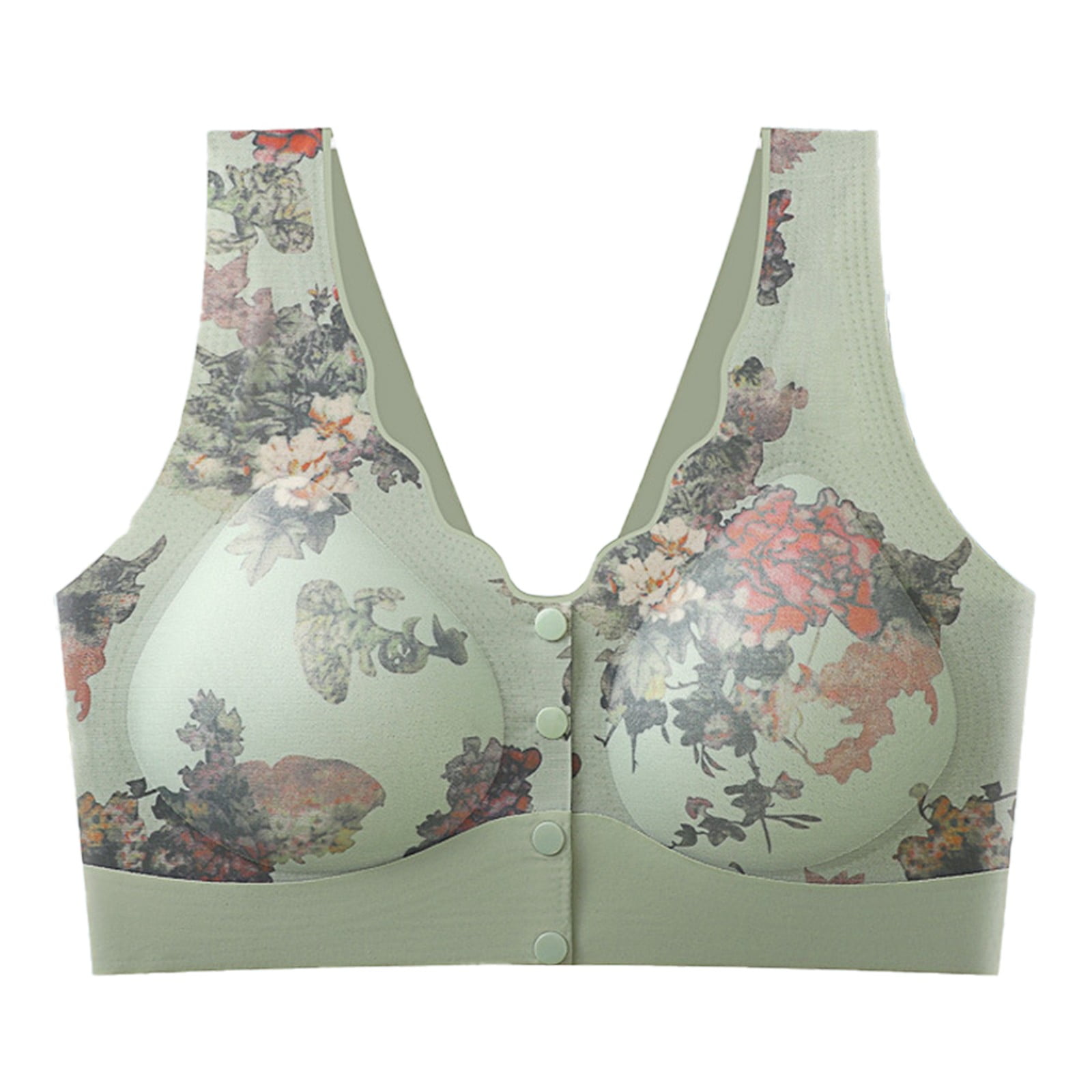 Hessimy Women's Front Button Closure Bra Comfort Full-coverage Bra ...