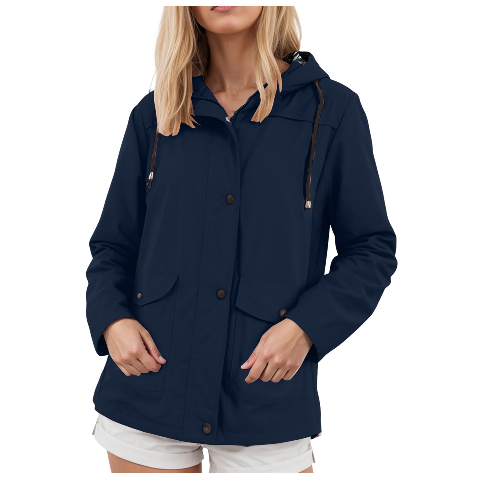 Hessimy Women's Lightweight Anorak Utility Jacket Button Down Spring ...