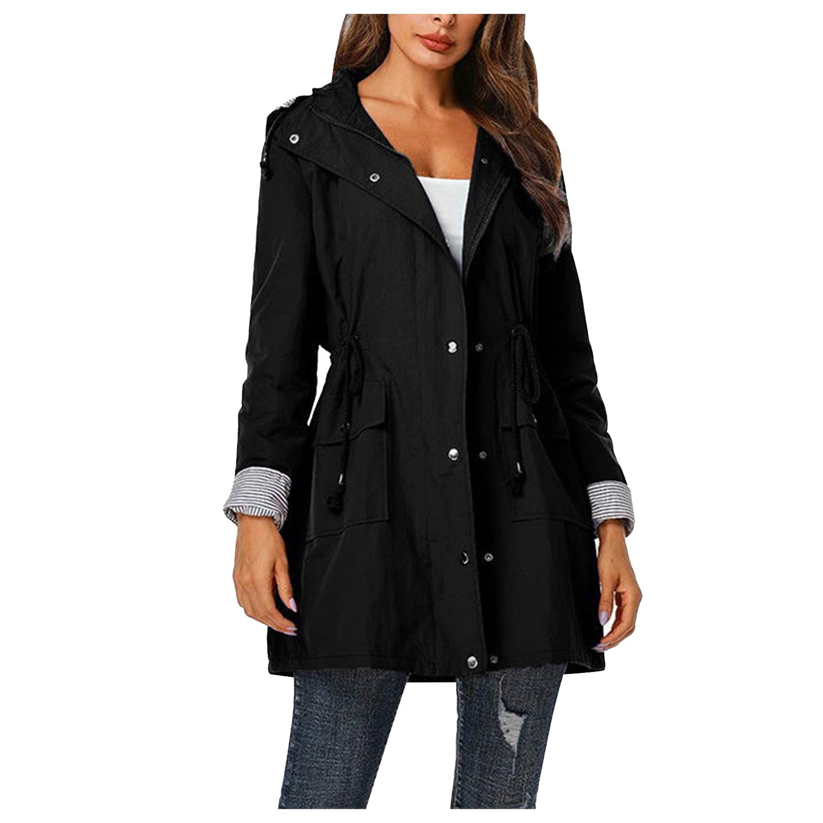 Hessimy Women's Long Rain Jackets Waterproof Lightweight Hooded ...