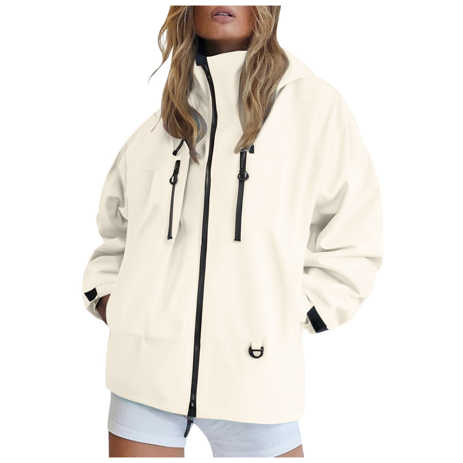 Hessimy Women's Midweight Pearlized Water Resistant Rain Anorak ...