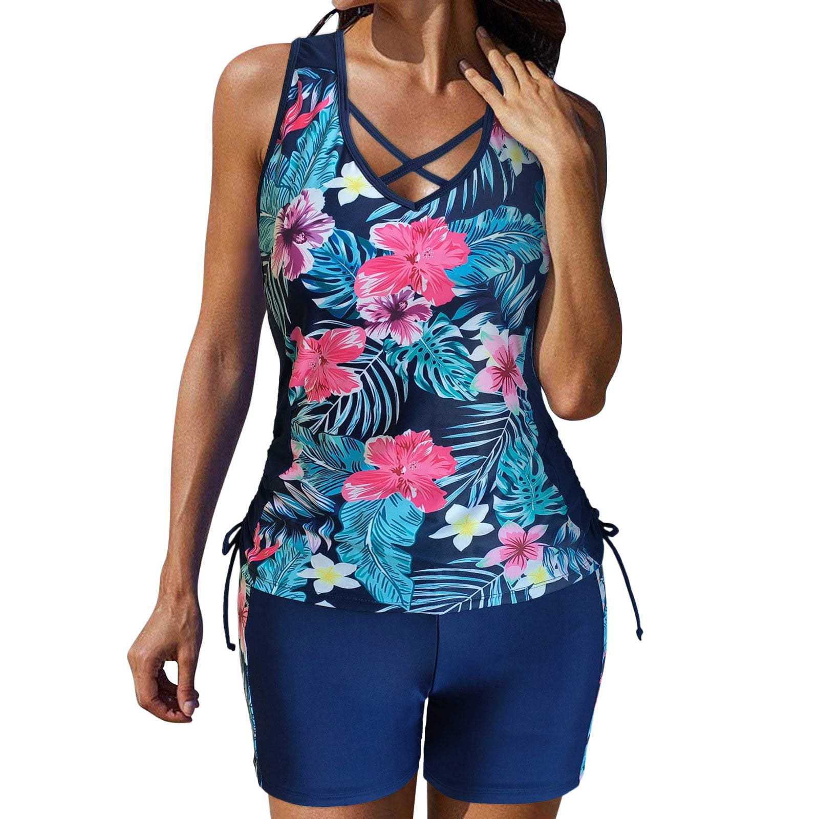 Hessimy Women's Swimwear Tankini 2 Piece Normal Swimsuit Backless 2 ...