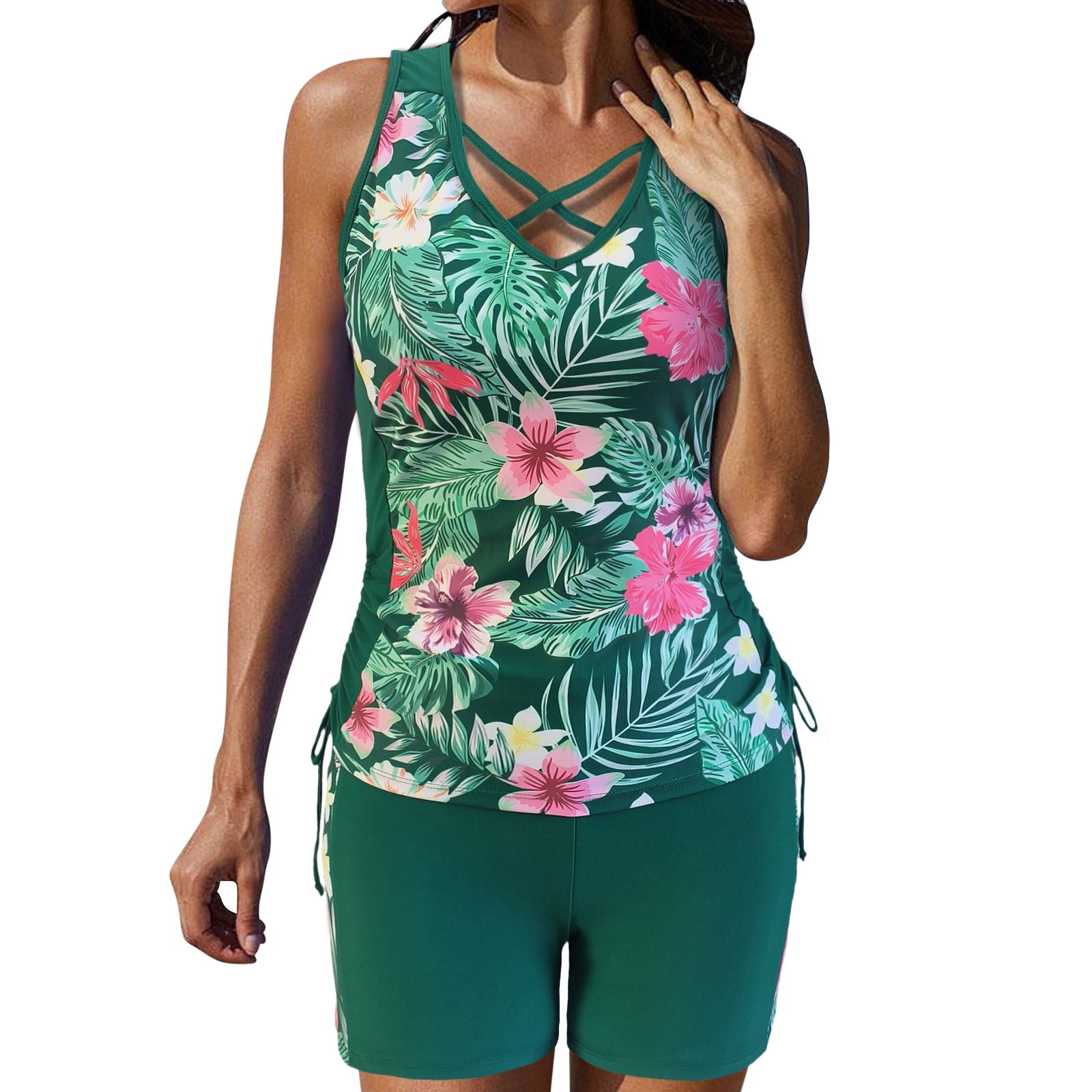 Hessimy Women's Swimwear Tankini 2 Piece Normal Swimsuit Backless 2 ...