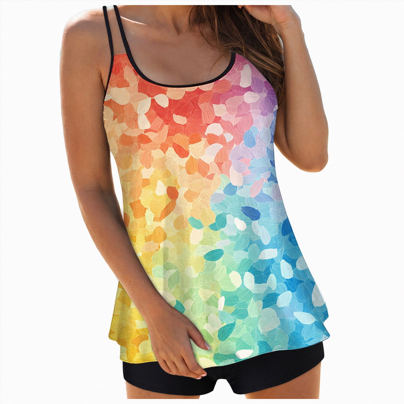 Hessimy Womens Tankini Swimsuits Smocked 2 Piece Bathing Suits Modest ...