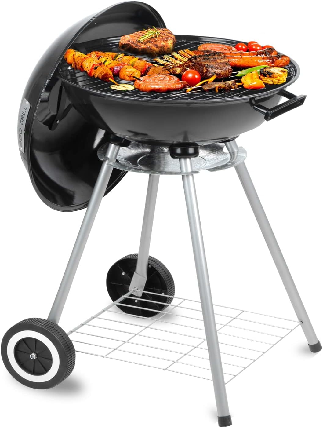 HestiNysus 18 Inch Portable BBQ Kettle Grill with Wheels for Outdoor ...
