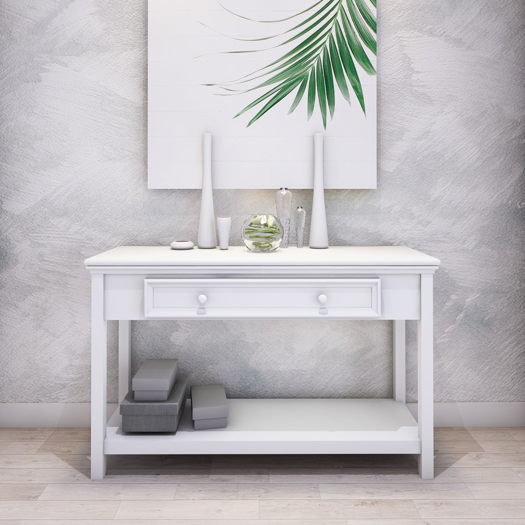 HestiNysus White Contemporary Rustic Inspired Solid Wood Construction ...