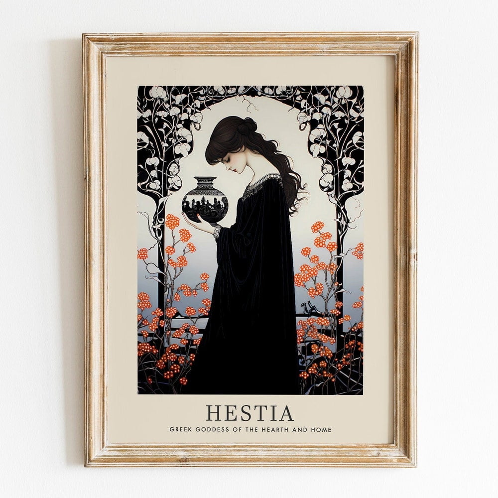 Hestia Art Print, Greek Goddess Of The Hearth And Home, Art Nouveau ...