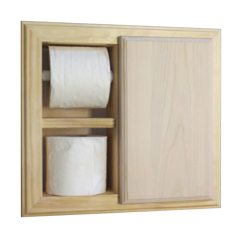 Hestia Unfinished Solid Wood Recessed Toilet Paper Holder with Storage ...