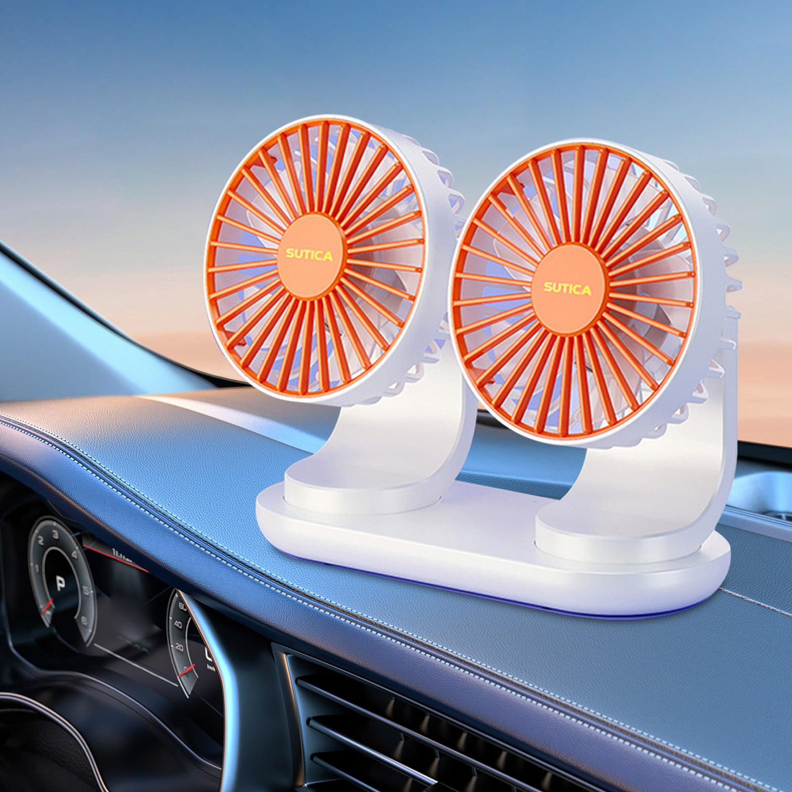 Hesxuno Double-headed Fan Double- Headed Fan Cooler Cooling Vehicle Fan ...