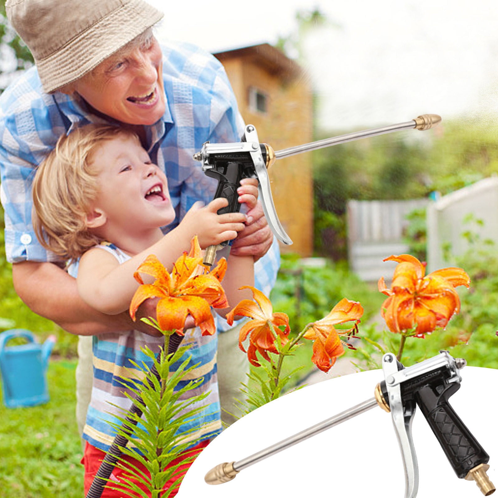 Hesxuno High Pressure Water Hose Nozzle Long Spray Nozzle Garden Hose ...