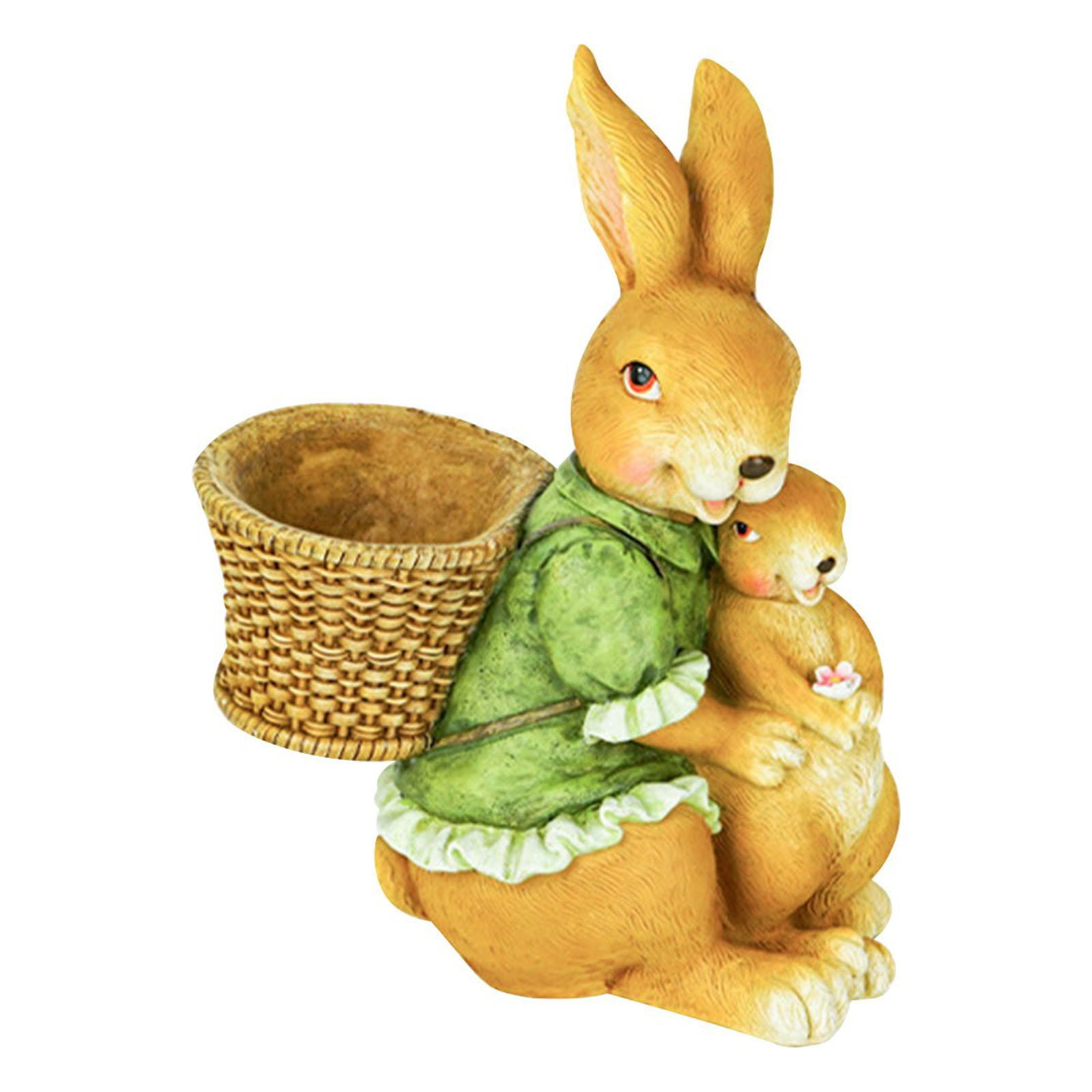 Hesxuno Outdoor Animals Rabbit Flower Pots Resin Cute Sculptures Garden ...