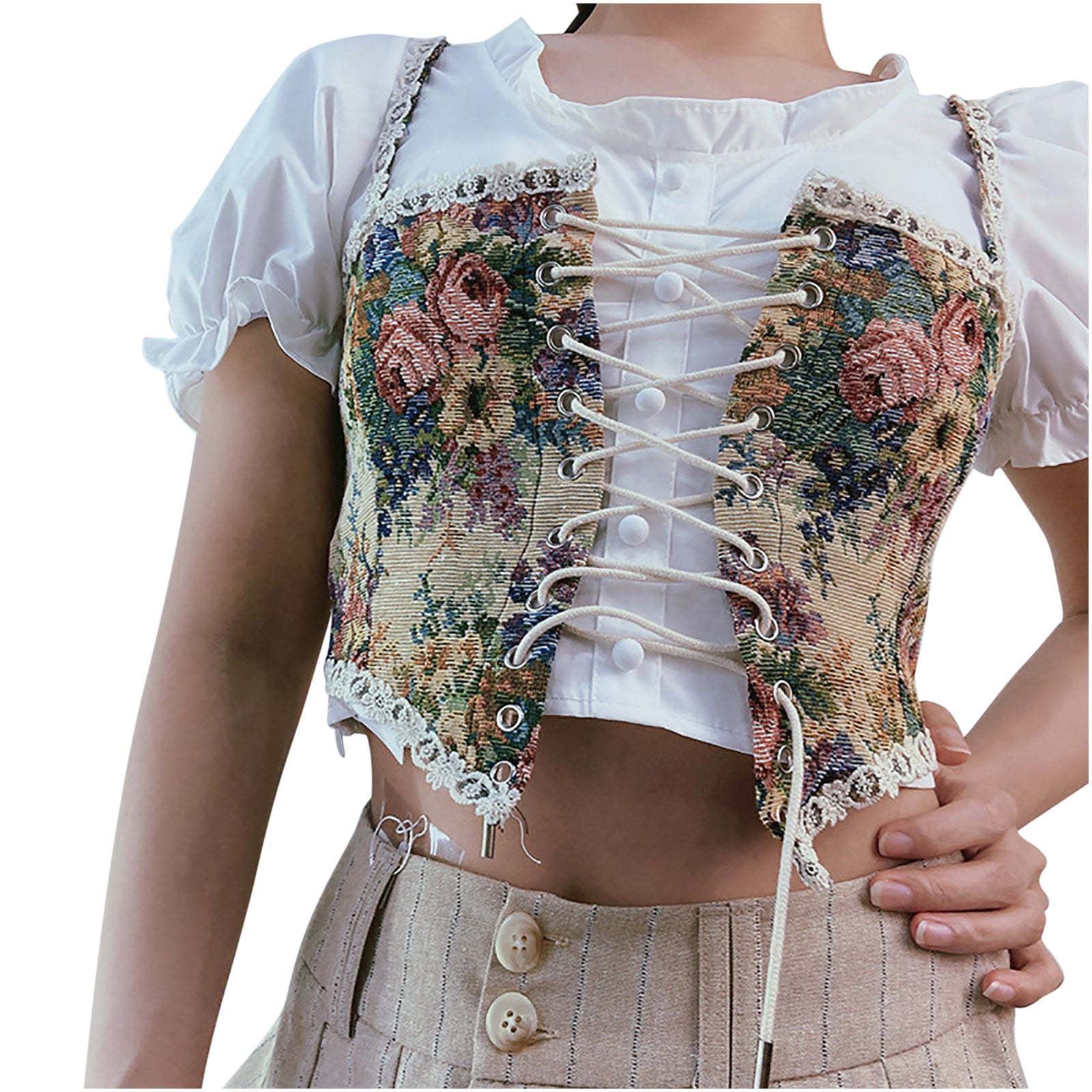 Hesxuno Pirate Corset Women Womens Renaissance Lace Up Vintage Boned ...