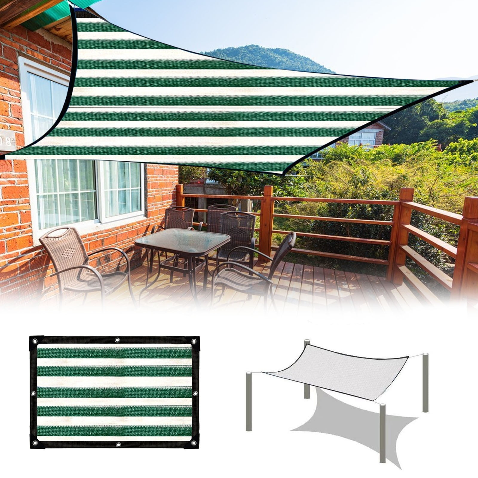 Hesxuno Shade Cloth Sunblock Mesh Cover Taped with Grommets Sun Net for ...