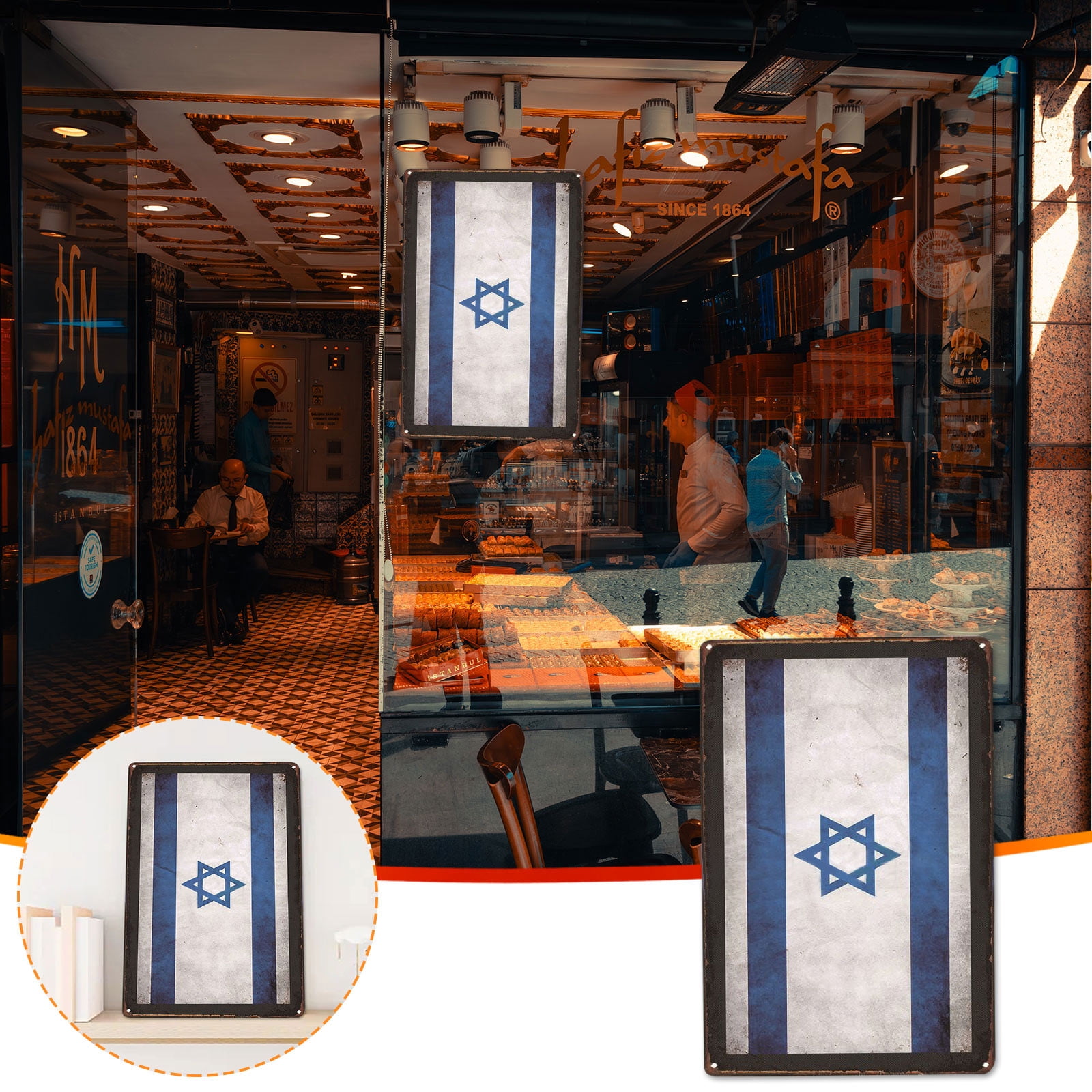 Hesxuno Vintage Israeli Flag Printing Tin Hanging Painting Iron ...