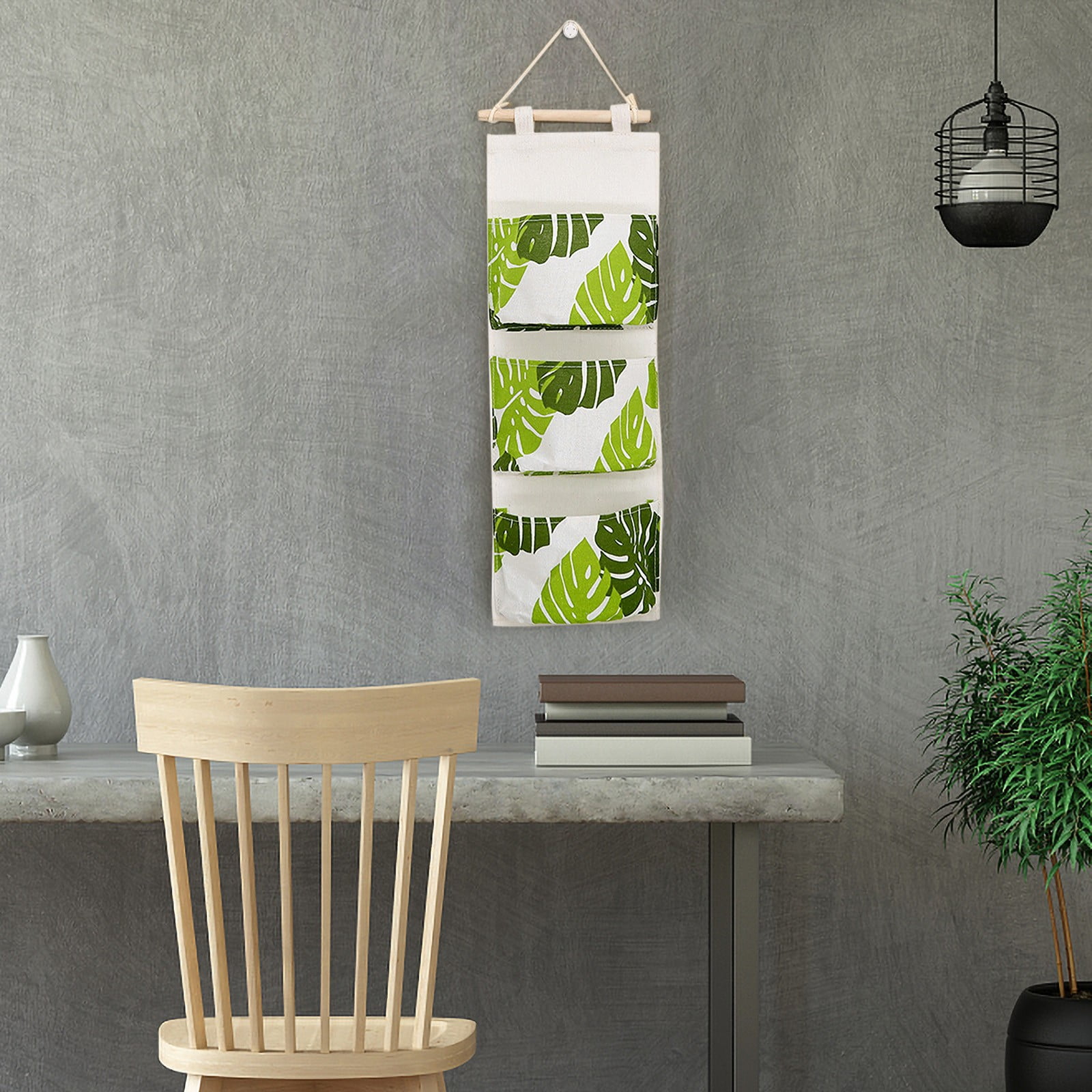 Hesxuno Wall Mounted Hanging Organizer with Pockets Cotton Fabric ...