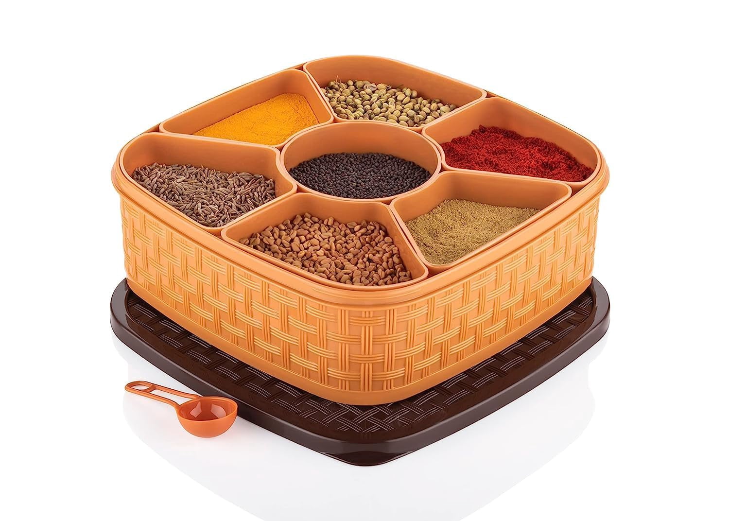 Hetarmi 7 Sections Multipurpose Masala Rangoli Dabba Box Set Plastic ...