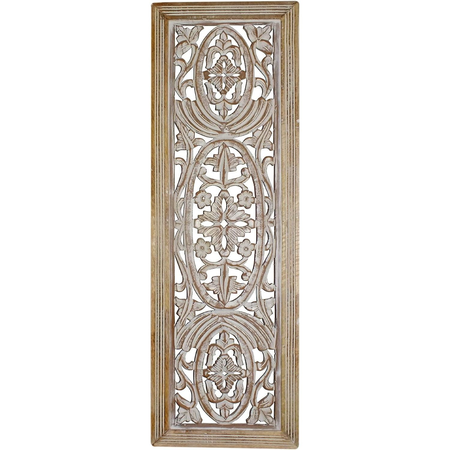 HetayC BM01908 Rectangular Wood Wall Panel Hand Crafted with Intricate ...
