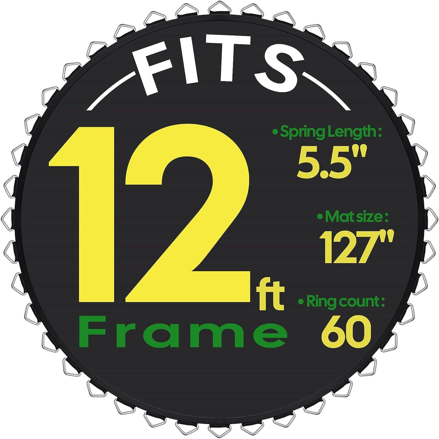 HetayC Replacement Trampoline Mat with 60/72/88/96 V-Ring, Fit 12-15FT ...