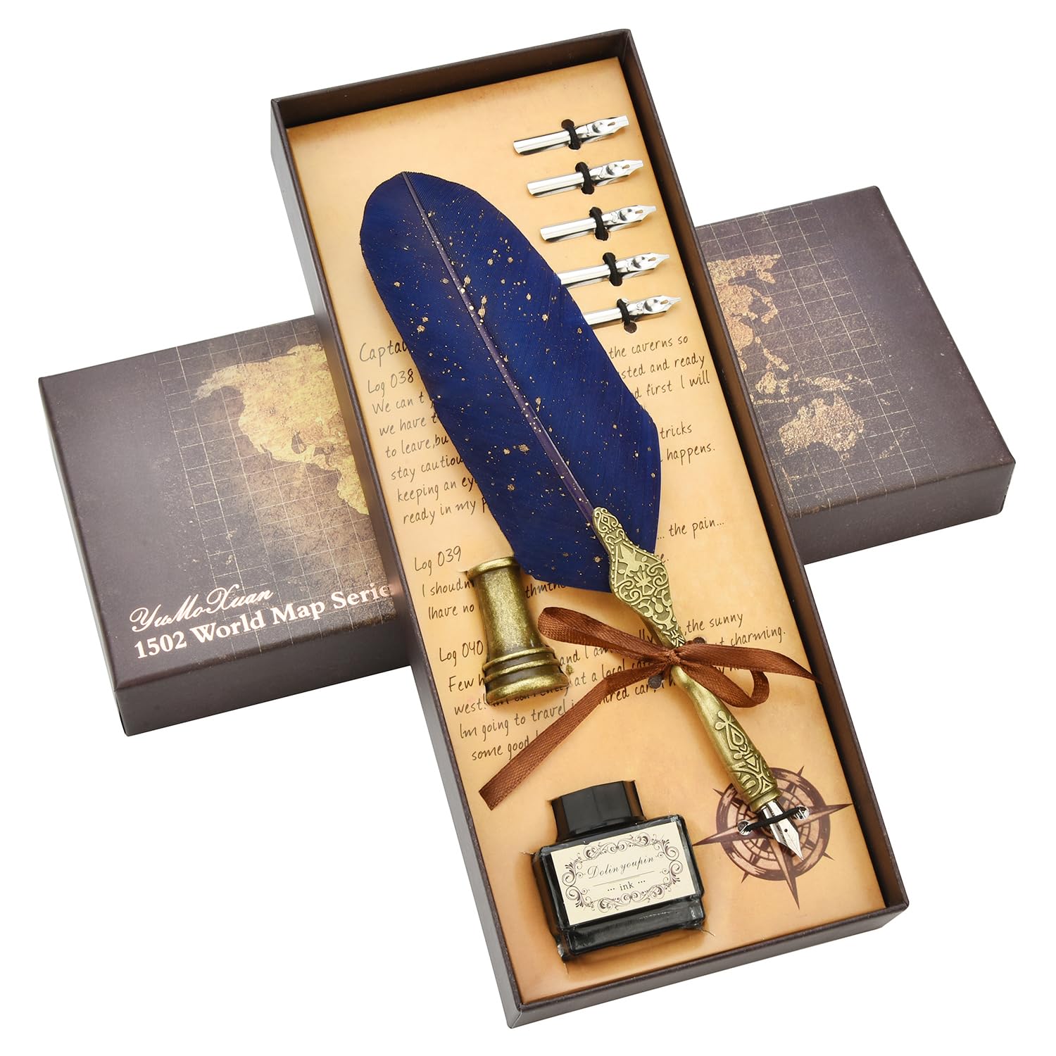 Hethrone Quill Pen and Ink Set - Calligraphy Pen Set Includes Feather ...
