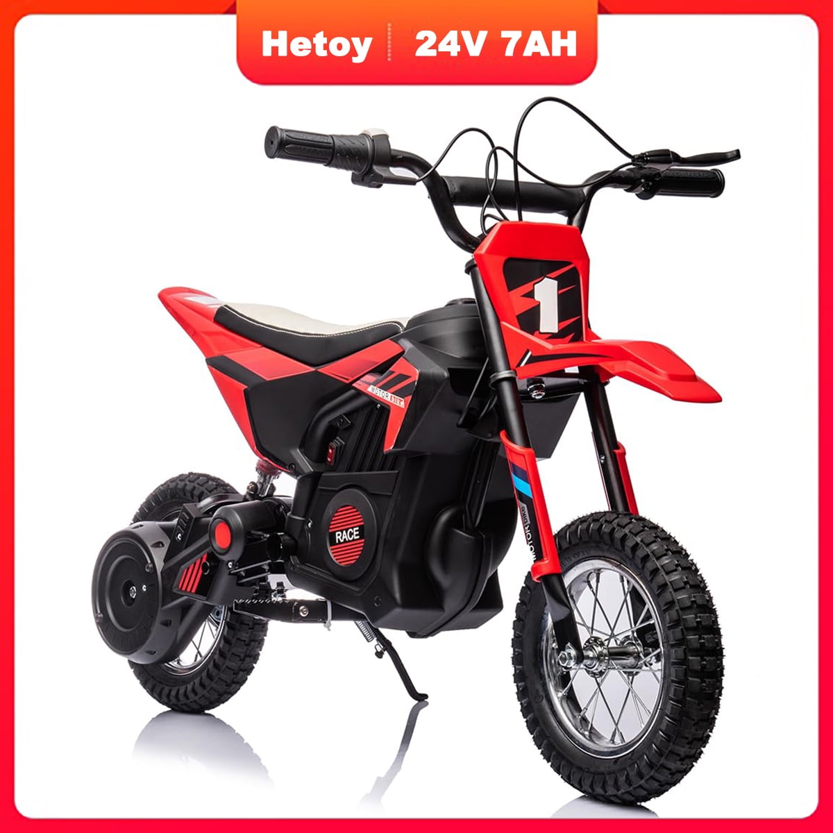 Hetoy 24V 7ah Kids Ride on Motorcycle,13.6MPH Fast Speed Electric ...