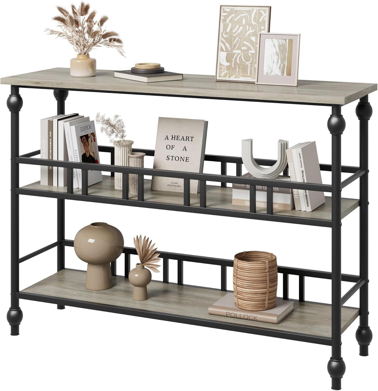 Hetoy 3-Tier Narrow Console Table - 43" Entryway Table with Storage ...