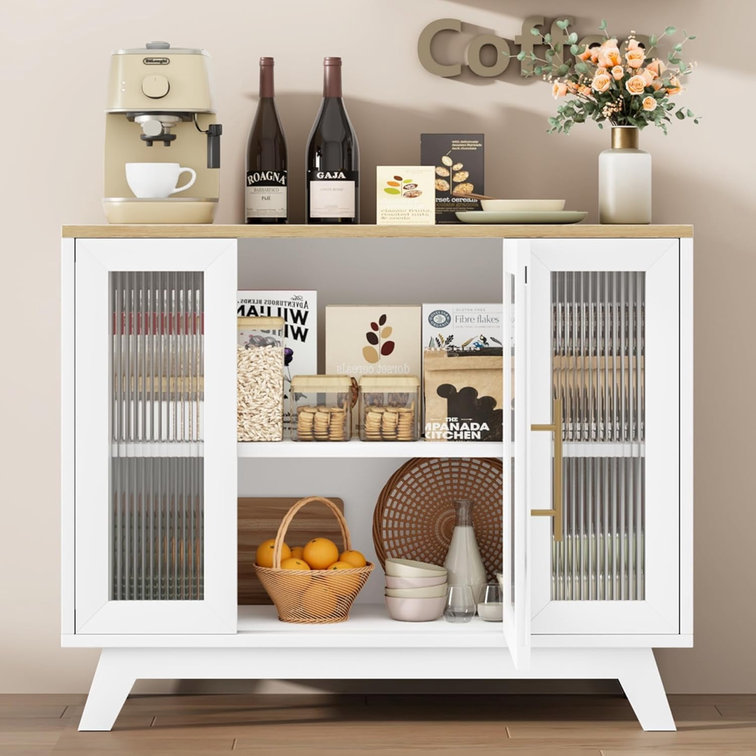 Hetoy 36 Inch Small Buffet Storage Cabinet with Adjustable Shelf and ...