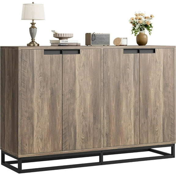 ONBRILL Buffet Cabinet with Storage, 60" Sideboard Cabinet with 4 Glass ...