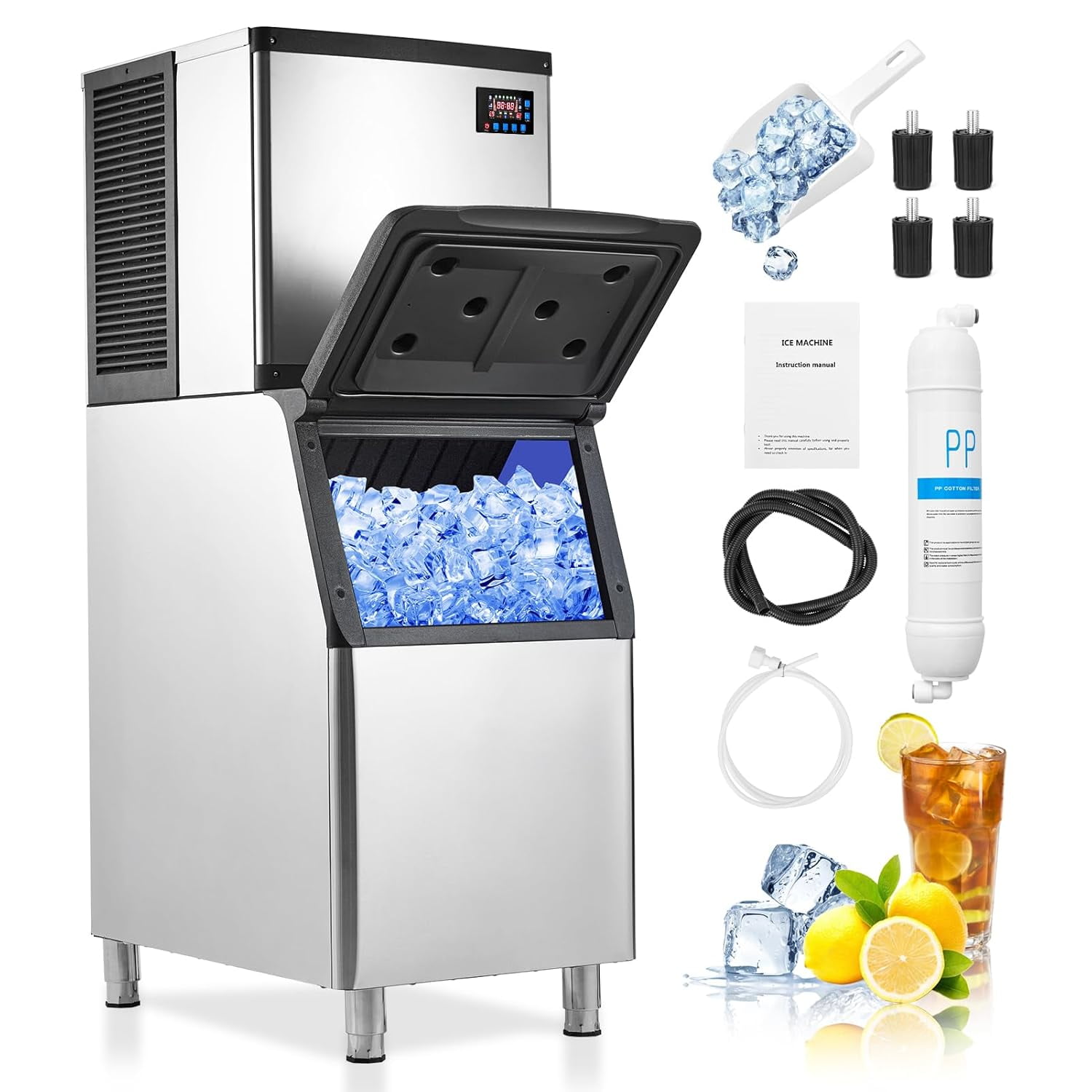 Hetoy Commercial Ice Maker Machine – 550LBS/24H Capacity, Industrial ...