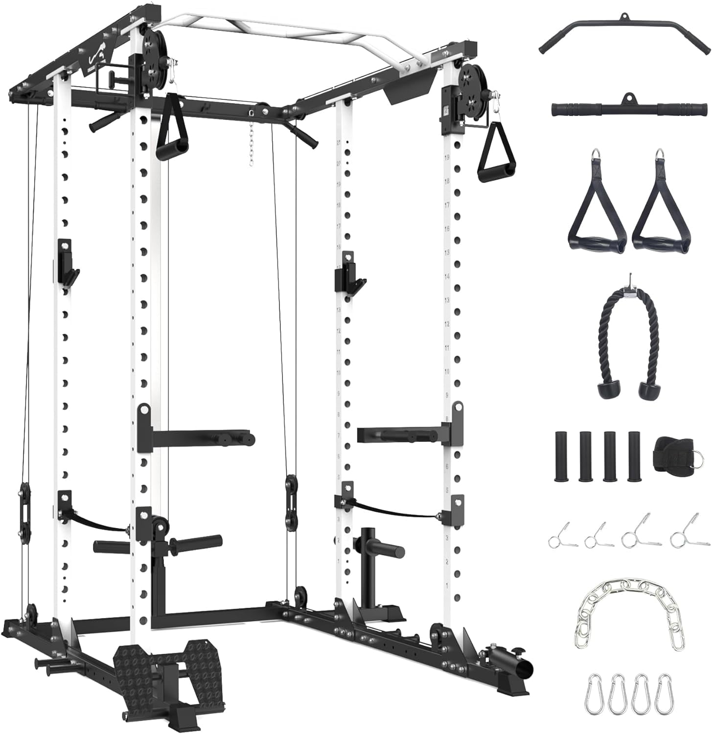 Hetoy Power Cage, Multi-Function Workout Cage with Cable Cross-Over ...