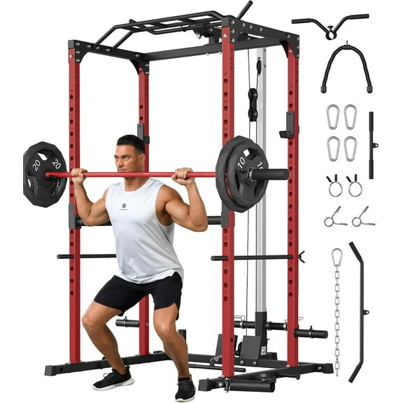 Ataucjin Power Cage,Multi-Functional Power Racks for Home Gym with Dual ...