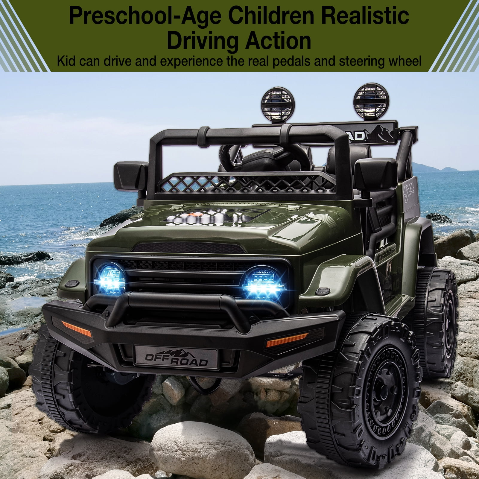 Hetoy Ride on Truck Car 12V Kids Electric Vehicles with Remote Control ...