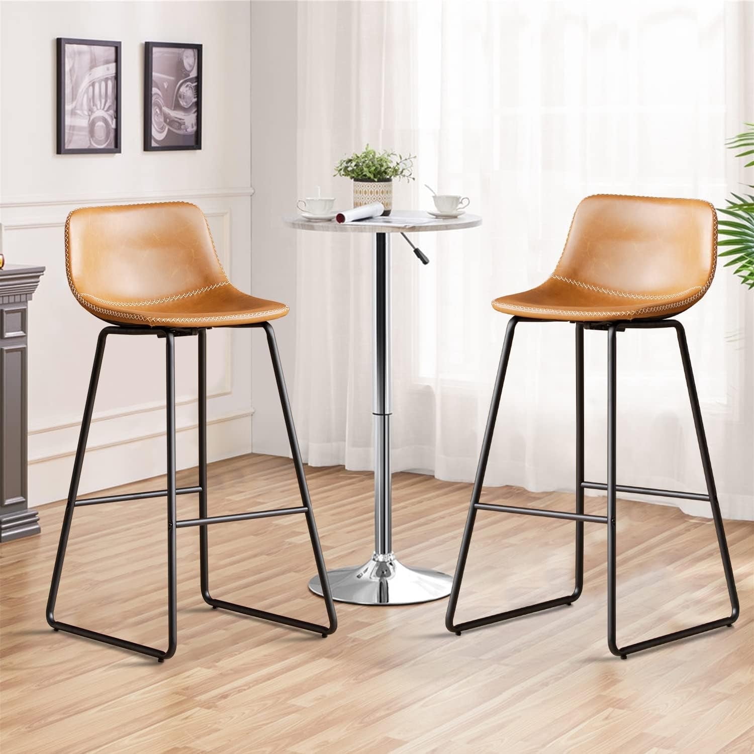 HeuGah Bar Height Bar Stools Set of 2, Barstools with Backs, Modern Bar ...