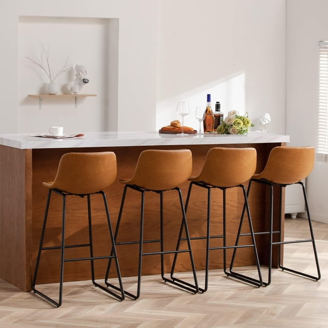 HeuGah Bar Height Bar Stools Set of 4, Barstools with Backs, Modern Bar ...