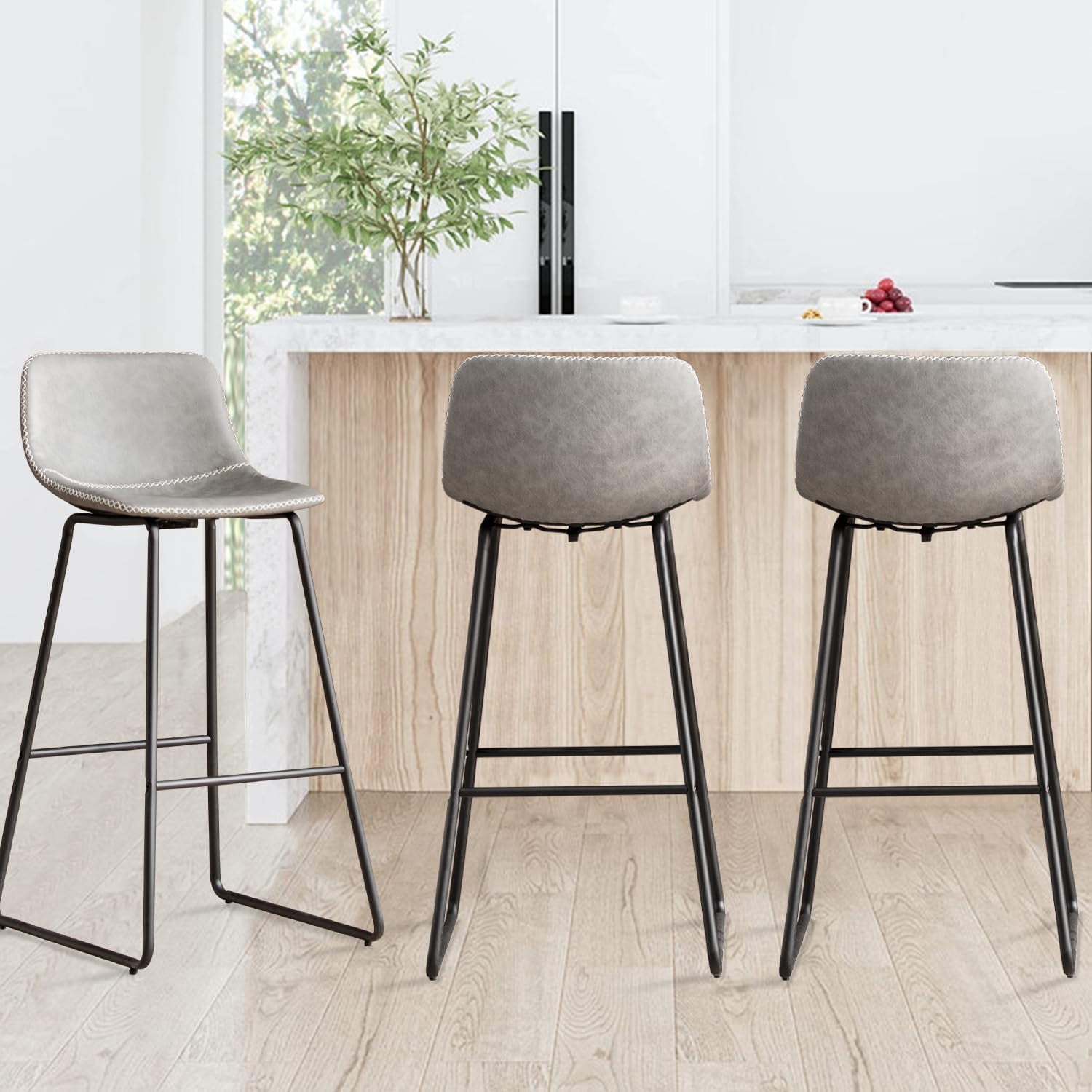 HeuGah Counter Height Bar Stools with Backs, 30 Inch Bar Stools Set of ...